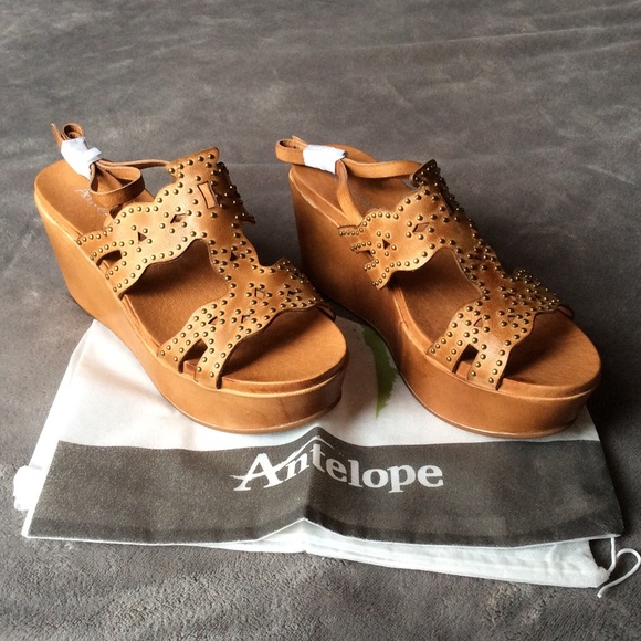 Antelope | Shoes | Nib Antelope 85 Studded Leather Wedge Sandals 9 ...